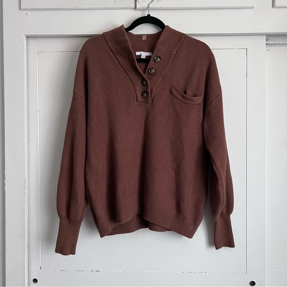 lunya | Sweaters | Lunya Cozy Cotton Silk Pocket Henley Humble Brown ...